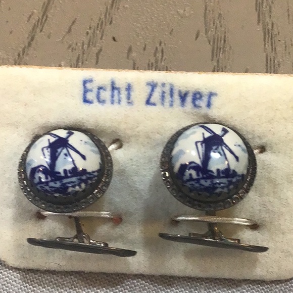 Accessories | Vintage Delft Blue Dutch Windmill Cufflinks | Poshmark